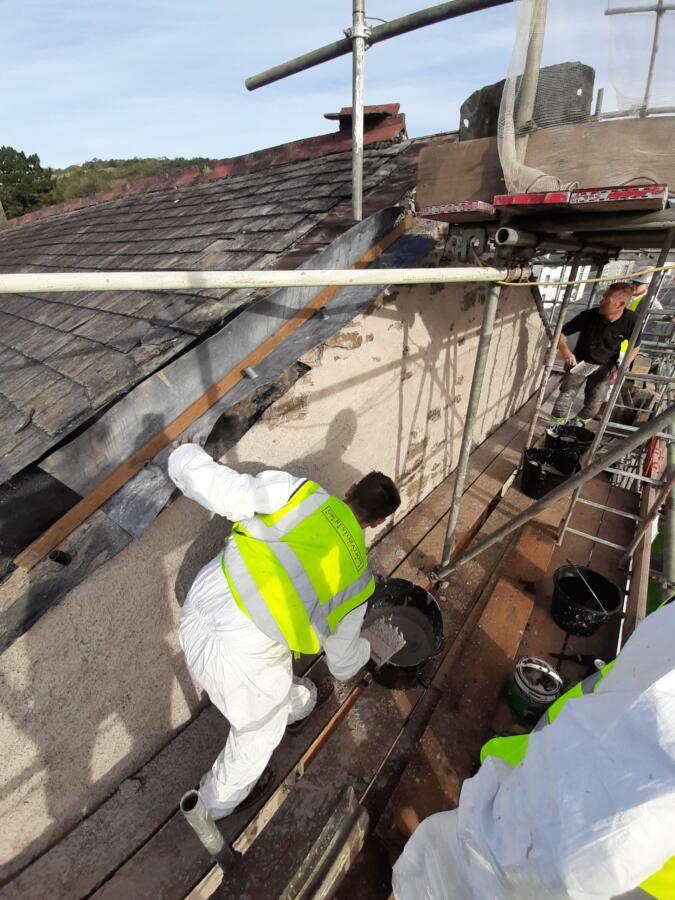 Traditional Lime Harling - St Oswalds Warton - UK Restoration Services